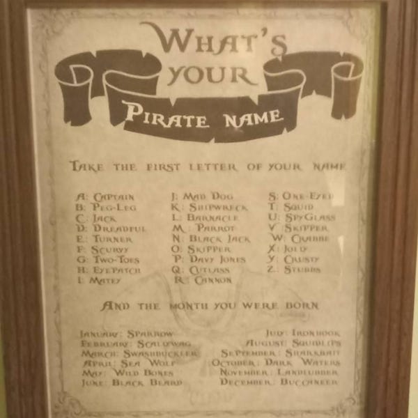 What's Your Pirate Name Printable, INSTANT DOWNLOAD, Pirate Birthday ...