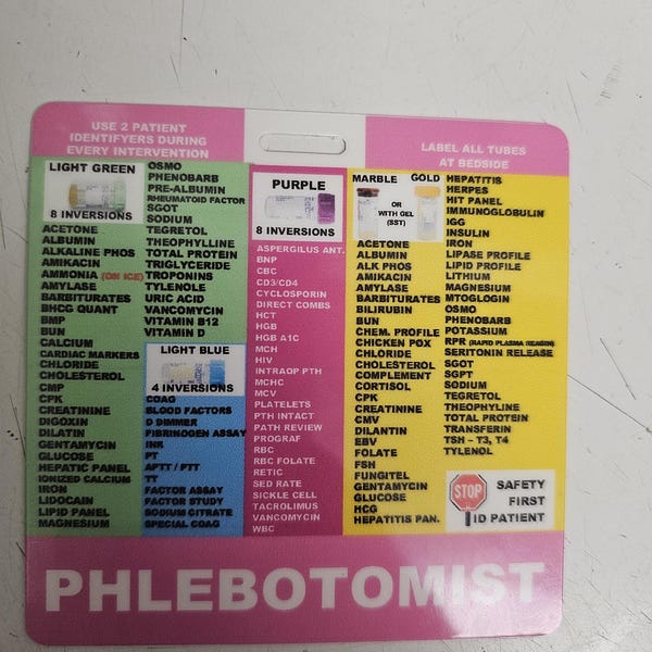 Phlebotomist Badge, Blood Tubes, Specimens - Etsy