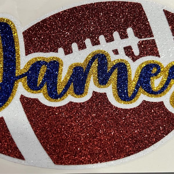 Custom Glitter Football Team Stickers & Magnets - Name and Number ...