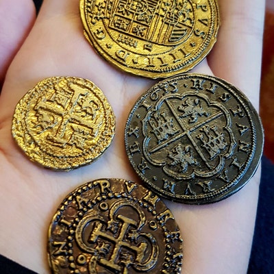 Set of 4 Mixed Spanish Armada Gold/silver Doubloons coins/pirates ...