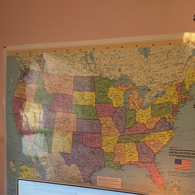 United States Wall Map USA Poster With US Flags Rolled Paper or ...