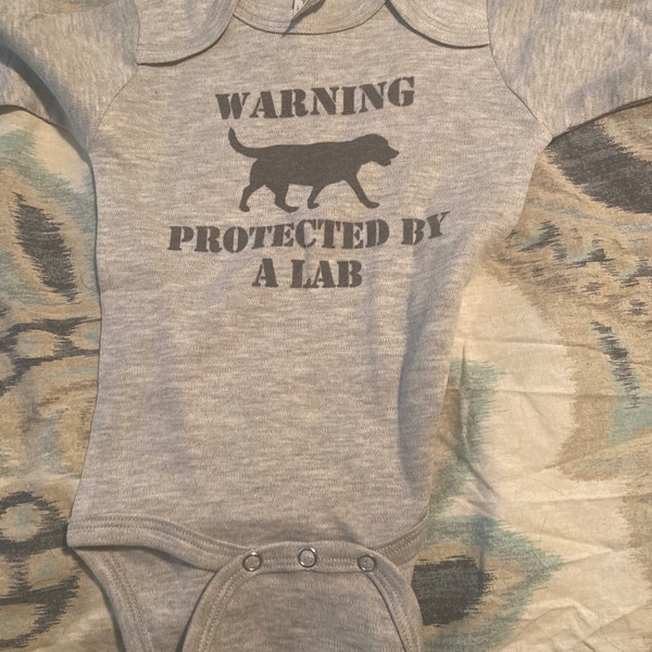 Warning Protected by A Lab, Labrador Baby Onesie®, Funny Baby Outfit ...