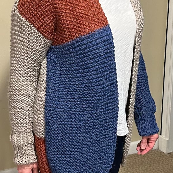 Comfy Colors Colorblock Cardigan Easy Knitting Pattern, Fall Sweater ...