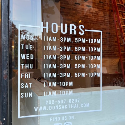 Custom Storefront Window Sticker Business Hours Vinyl Decal for Store ...