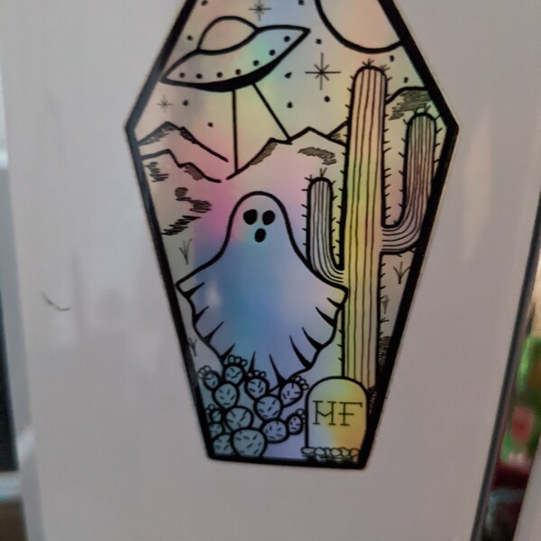 Holographic Sticker, Coffin Sticker, Ghost, Cactus, Flying Saucer, UFO ...