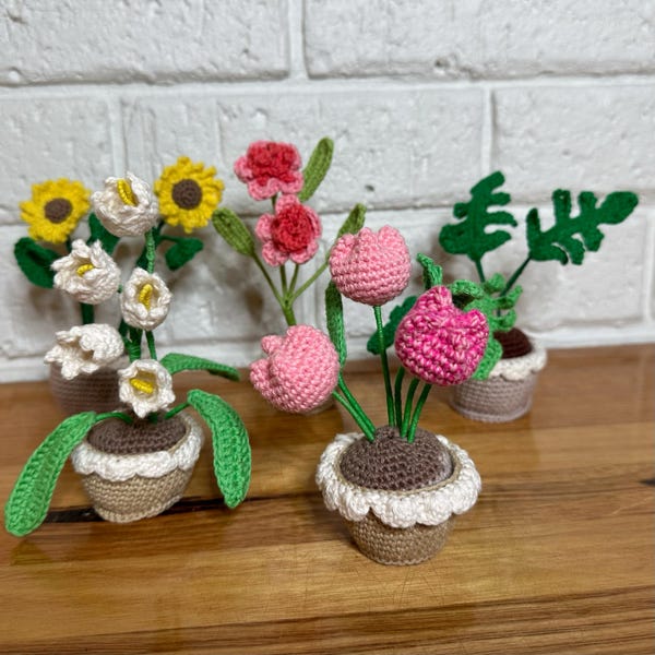 Nature Elegance Collection Crochet Patterns, Flower Pot Crochet ...
