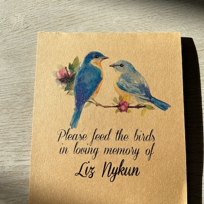 Blue Bird, Memorial Bird Seed Packs, Celebration of Life, Funeral Favor ...