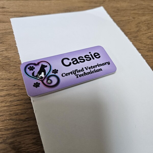 Vet Tech Name Tag, Magnetic Name Badge, Personalized Custom ID Tag for ...