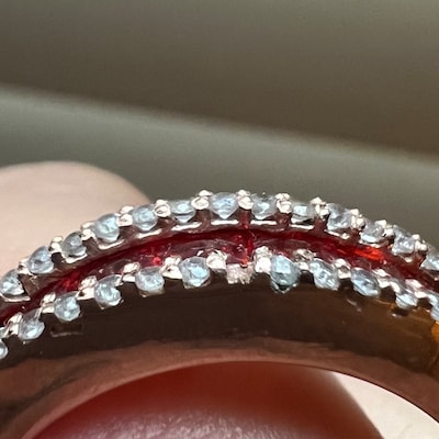 Natural Princess-cut Garnet Wedding Band, Garnet and Diamond Full ...