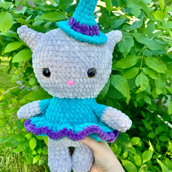 DIY Crochet Kitten Witch PATTERN PDF - Easy Amigurumi Kitten Witch ...