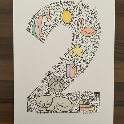 Initial Doodle/initial Art Work/ A5 Art/ A5 Pen and Ink/ Black and ...