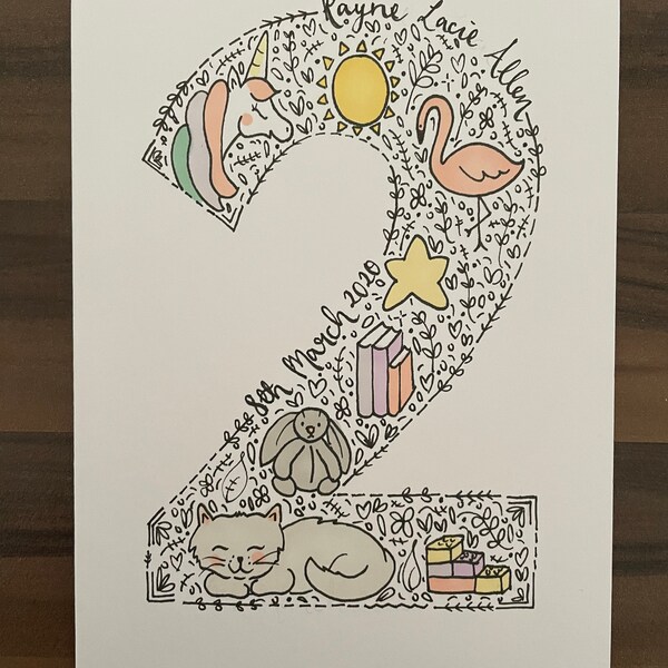 Initial Doodle/initial Art Work/ A5 Art/ A5 Pen and Ink/ Black and ...