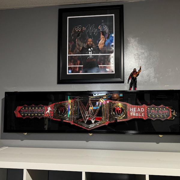 Wrestling Belt 54" Display Case Cabinet W/98% UV Acrylic Door- Lockable ...