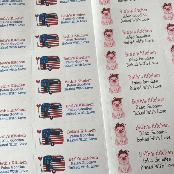 Antique PATRIOTIC CAMPER TRAILER Return Address Labels, Sets of 30 ...