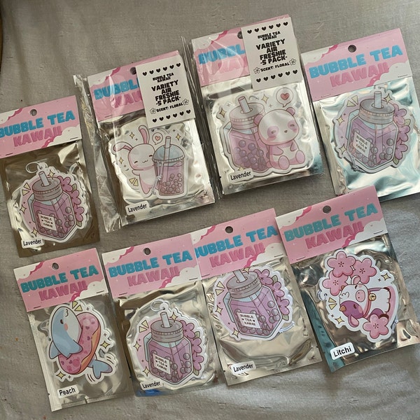 5 Pack Variety Bubble Tea Kawaii Air Freshies - Kawaii Car Air ...