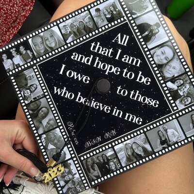 Custom Photo All That I Am & Hope to Be Graduation Cap Topper, Thankful ...