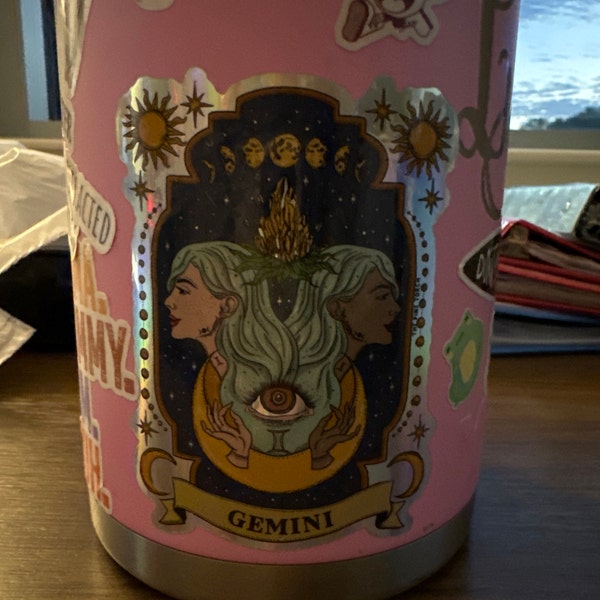 Gemini Zodiac Holographic Sticker, Gemini Zodiac Sticker, Waterproof ...