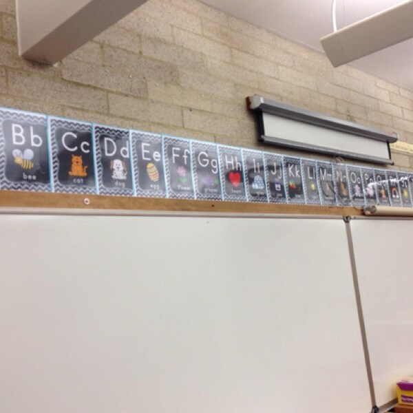 Chalkboard Alphabet Line Wall Cards Posters Manuscript A-Z Alphabet ...