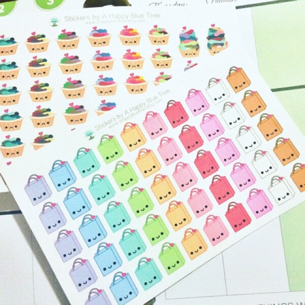 Happy Shopping Bag Tracker Reminder Cute Kawaii Planner Stickers Erin ...