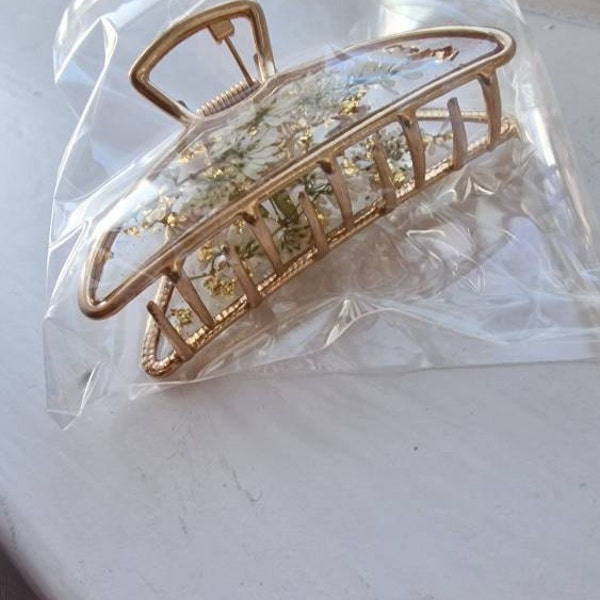 Mix Wildflowers & Blue Floral Gold Metal Hair Claw, Large Size ...
