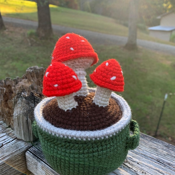 Crochet Mushrooms in a Pot PATTERN | Amigurumi | Crochet Pattern for a Toadstool | Crochet ...