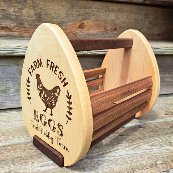 Wooden Personalized Egg Basket-garden Basket- Farmhouse Egg Holder ...