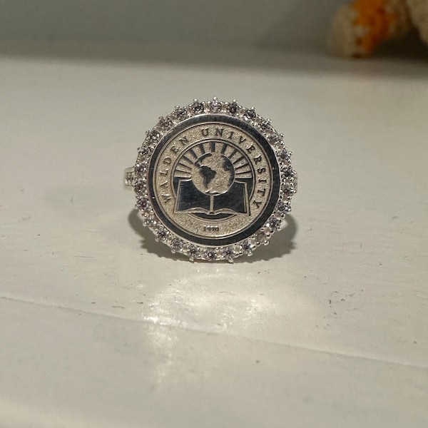 Custom College Crest Ring, 925 Sterling Silver, Graduation Gift - Etsy
