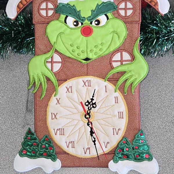 The Grinch Clock ITH Machine Embroidery Design, Embroidery Files ...