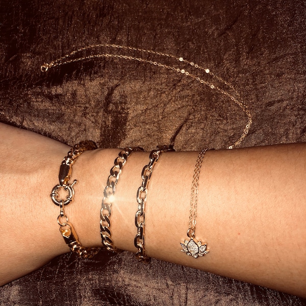 Gold Link Chain Bracelets, Stack Bracelets, 18k Gold Filled Bracelets ...