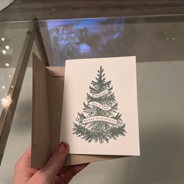Letterpressed Christmas Tree Note Card Pack of 10 - Etsy
