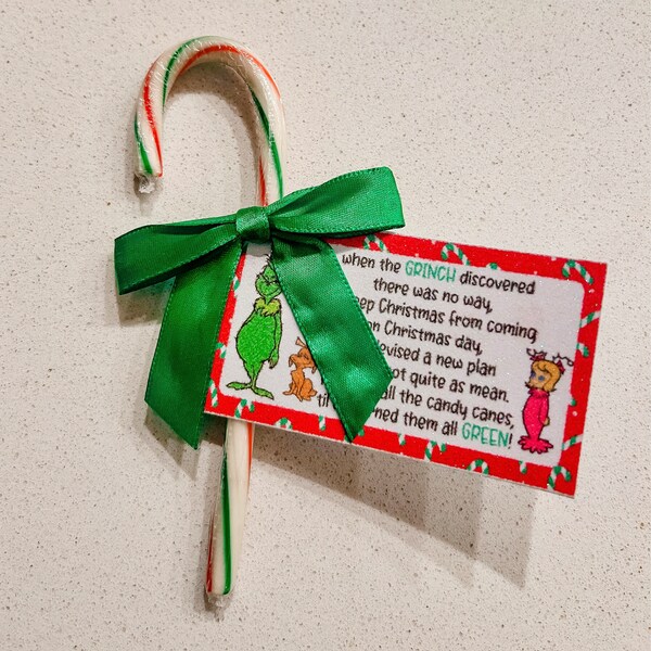 Grinch Candy Cane Tags Printable - Christmas Tag for Candy Canes - 3.5 ...