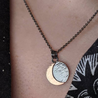 Small Solar Eclipse Necklace. Sterling Silver. Gold Fill. Nature ...