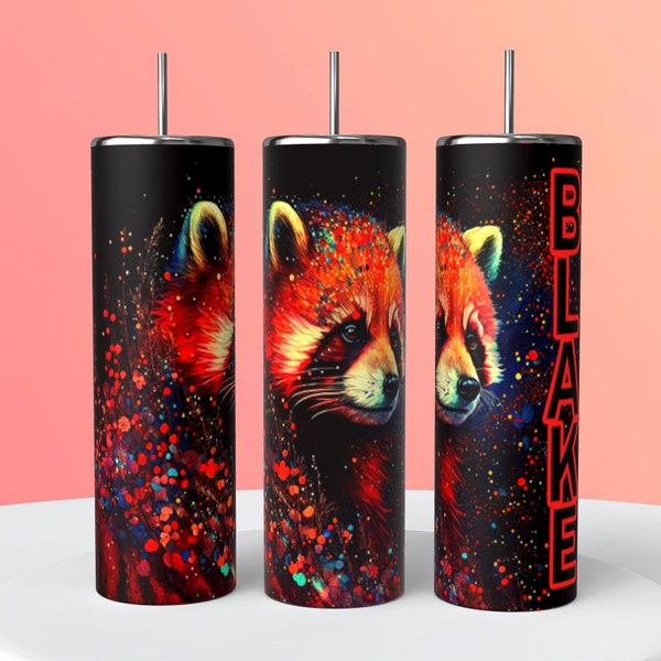 Alcohol Ink Red Panda 20 Oz Skinny Tumbler Sublimation Design Digital ...