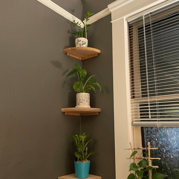Farmhouse Style Round Front Corner Shelf Rustic Solid Pine - Etsy