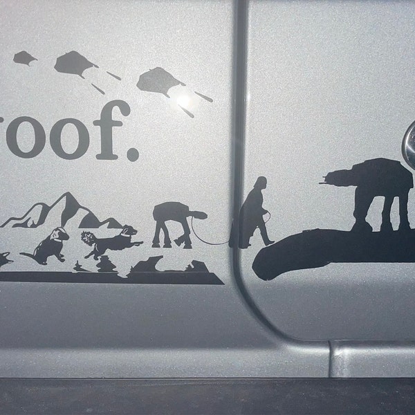 Star Wars Inspired Hoth Battle Car Decal: AT-AT Walkers & Snow Speeder ...