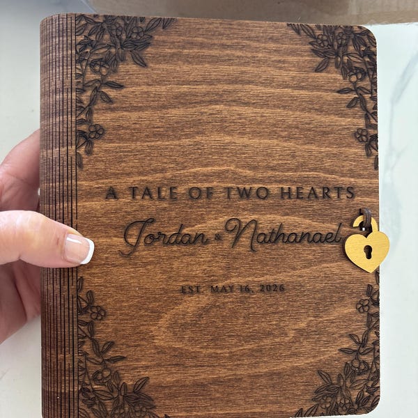 Memory Book for Couples Wood, Keepsake Chest, Personalized Gifts, 5th ...