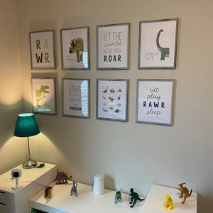 Dinosaur Bundle, Dinosaur Set of 9, Dinosaur Wall Art, Dinosaur Green ...