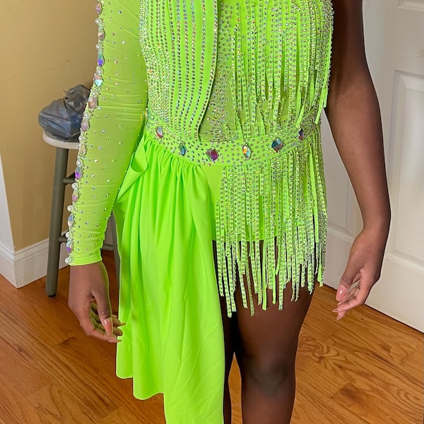 Deluxe Custom Made to Order Latin Dress 40 Colors Women Girls Fringe ...