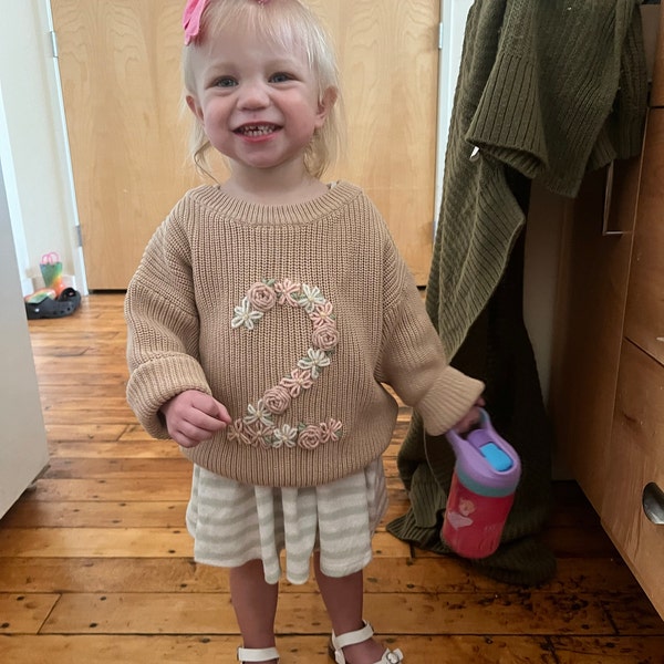 Embroidered Number Birthday Sweater | Baby Birthday | Toddler Birthday ...
