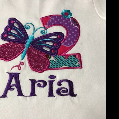 Butterfly Applique Birthday Number 2 Machine Embroidery Design - Etsy