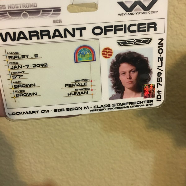 Alien Ripley ID Badge Prop Cosplay, USCSS Nostromo Weyland Yutani Crew ...