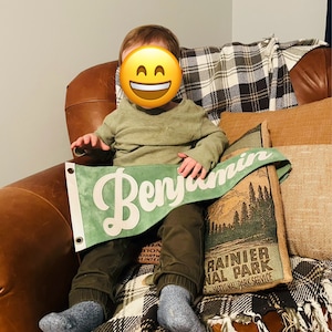 Large Single Word Custom Suede and Leather Pennant Flag Banner ...