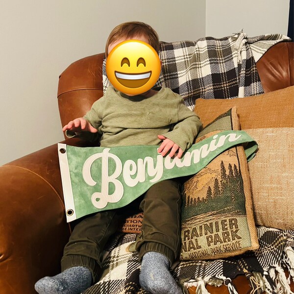 Large Single Word Custom Suede and Leather Pennant Flag Banner ...