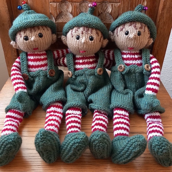 Ginger and Snap Elves Pdf Knitting Pattern Download - Knitted Flat ...
