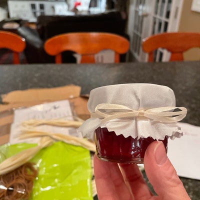 100 X Fabric Jam Jar Tops Wedding Jam Covers 3 Sizes Avalible Twine ...