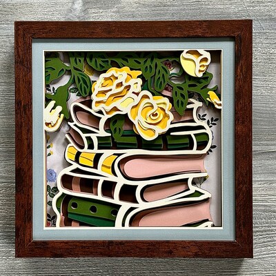 3D Layered Reading SVG PDF EPS, Books Shadow Box, One More Chapter 3D ...