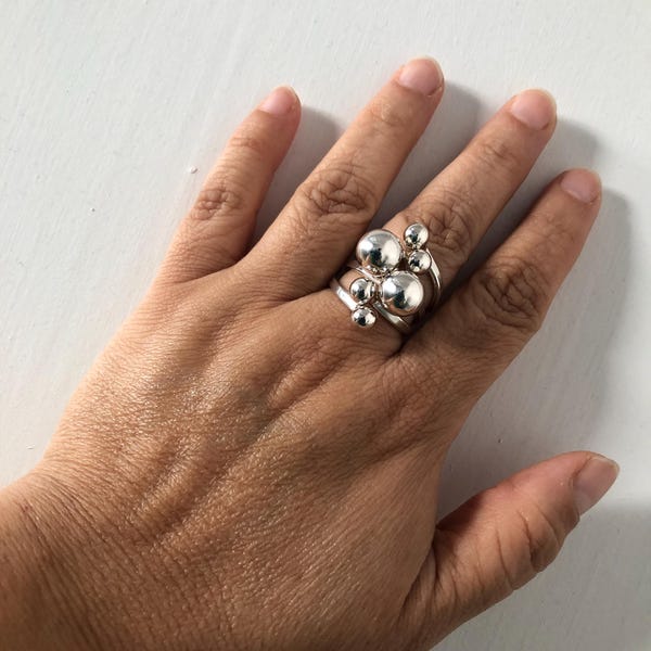 Sterling Silver Bubbles Ring: Chunky Geometric Spheres Statement Jewelry, ORIGINAL DESIGN - Etsy