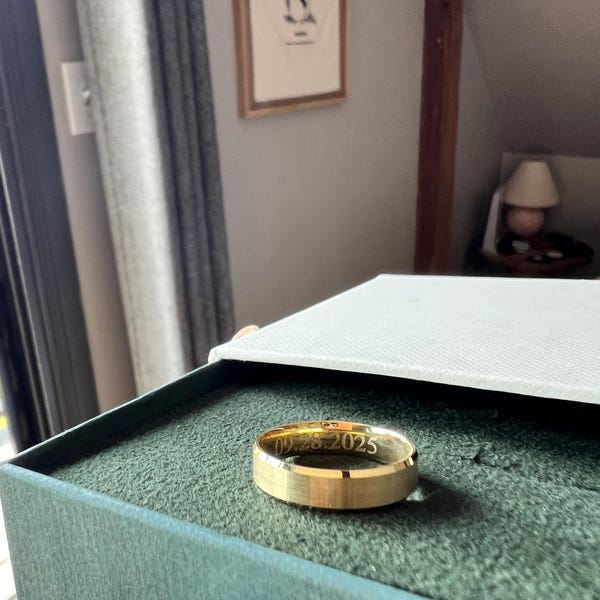 14k Matte Yellow Gold Wedding Band – Beveled Edge Comfort Fit - Etsy