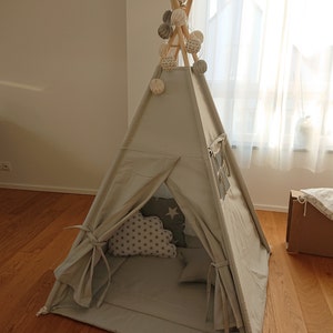 Light Grey Teepee Tent, High Quality Tent, Kids Tipi Tent - Etsy