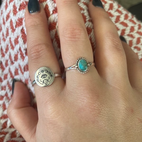 Silver Moon Ring Celestial Ring Moon Phase Ring Witch Ring Evil Eye ...
